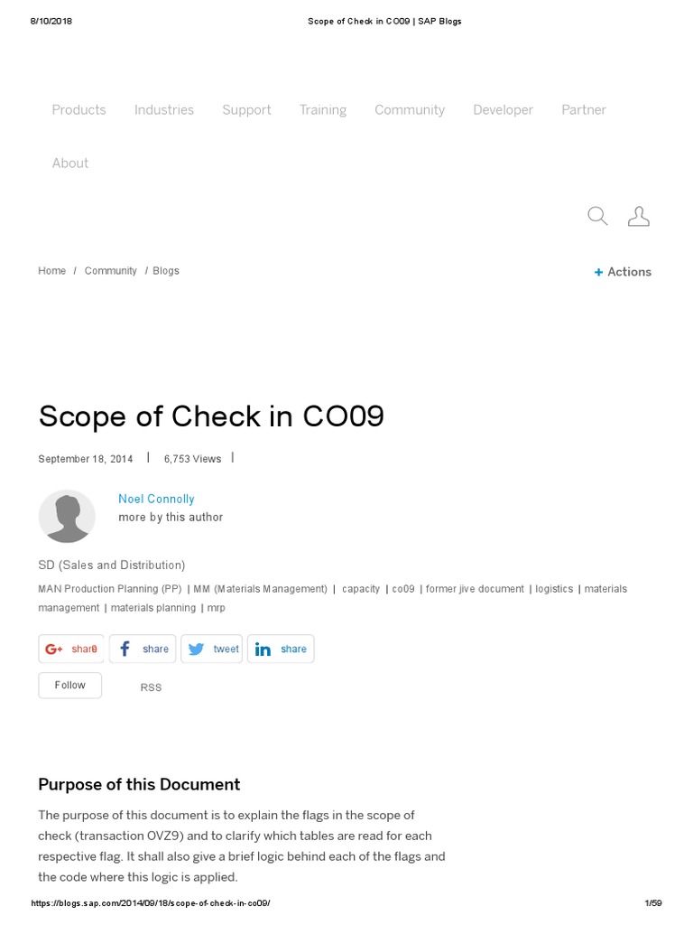 Scope of Check in CO09 - SAP Blogs | PDF | Computer Programming ...