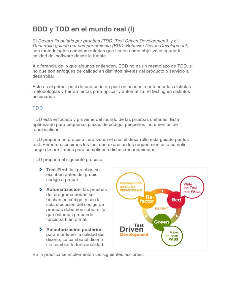 BDD y TDD en El Mundo Real I | PDF | Desarrollo guiado por pruebas ...