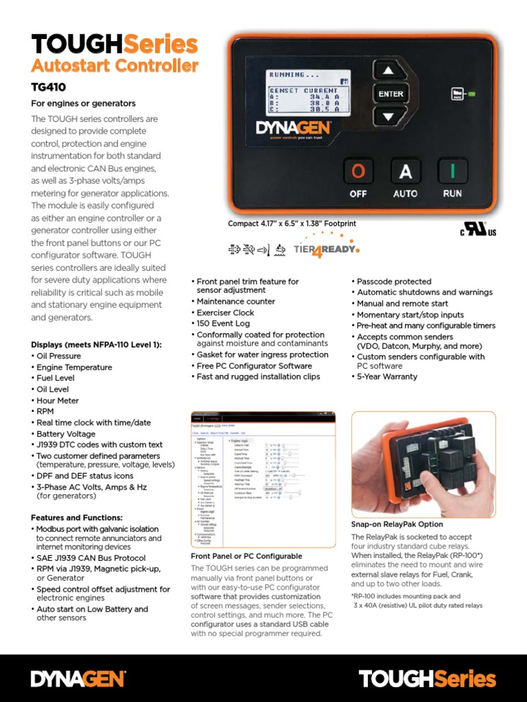 TG410 Auto Start Controller 052914 Spec Sheet | PDF | Switch ...