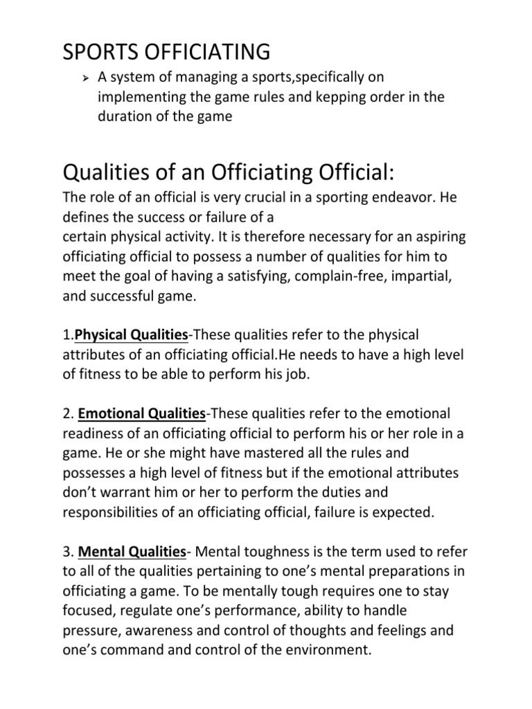 Sports Officiating | PDF