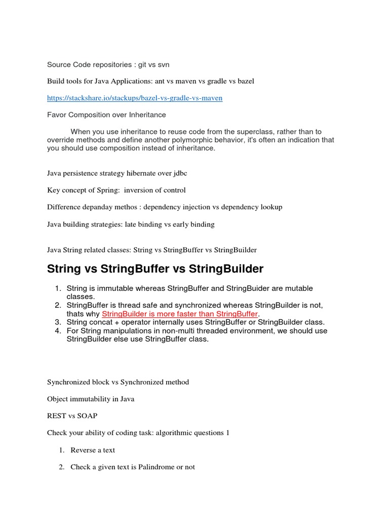 String Vs Stringbuffer Vs Stringbuilder | PDF | Inheritance (Object Oriented Programming ...