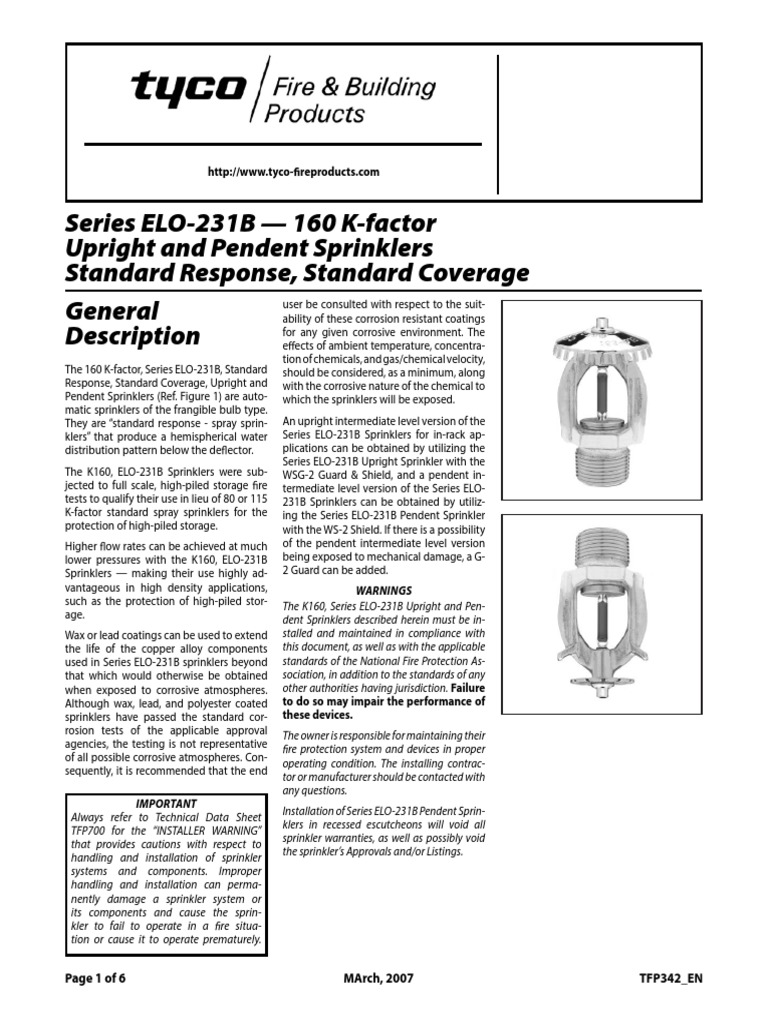 K160 ELO-231B Sprinkler Overview | PDF | Building Engineering ...