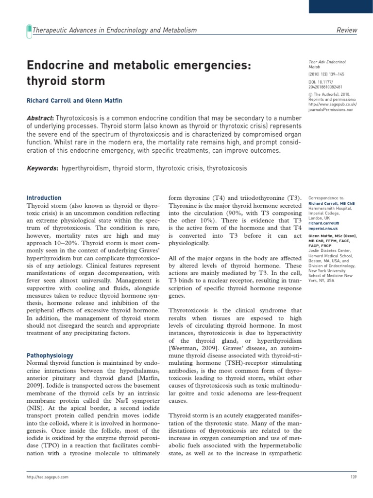 An In-Depth Review of Thyroid Storm: Causes, Pathophysiology, Clinical ...