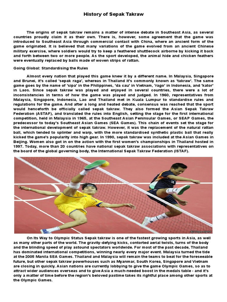 History of Sepak Takraw | PDF | Sports | Southeast Asia