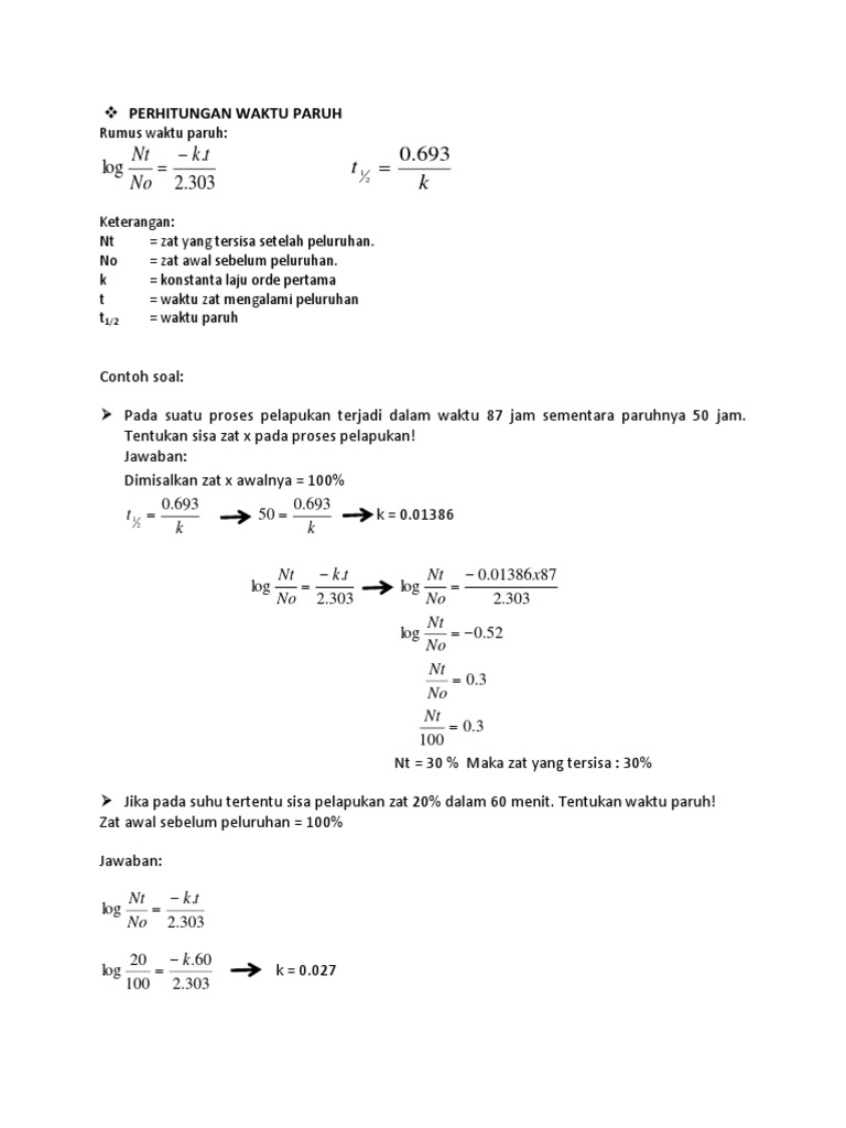 Perhitungan Waktu Paruh | PDF
