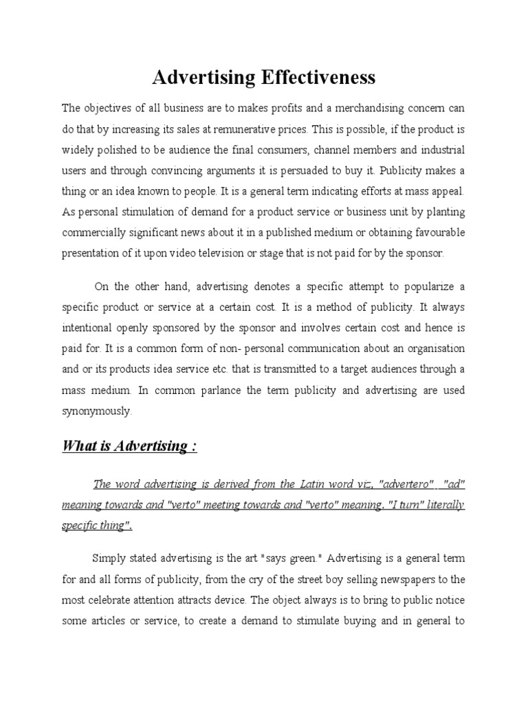 Understanding Advertising Effectiveness | PDF | Advertising | Sales