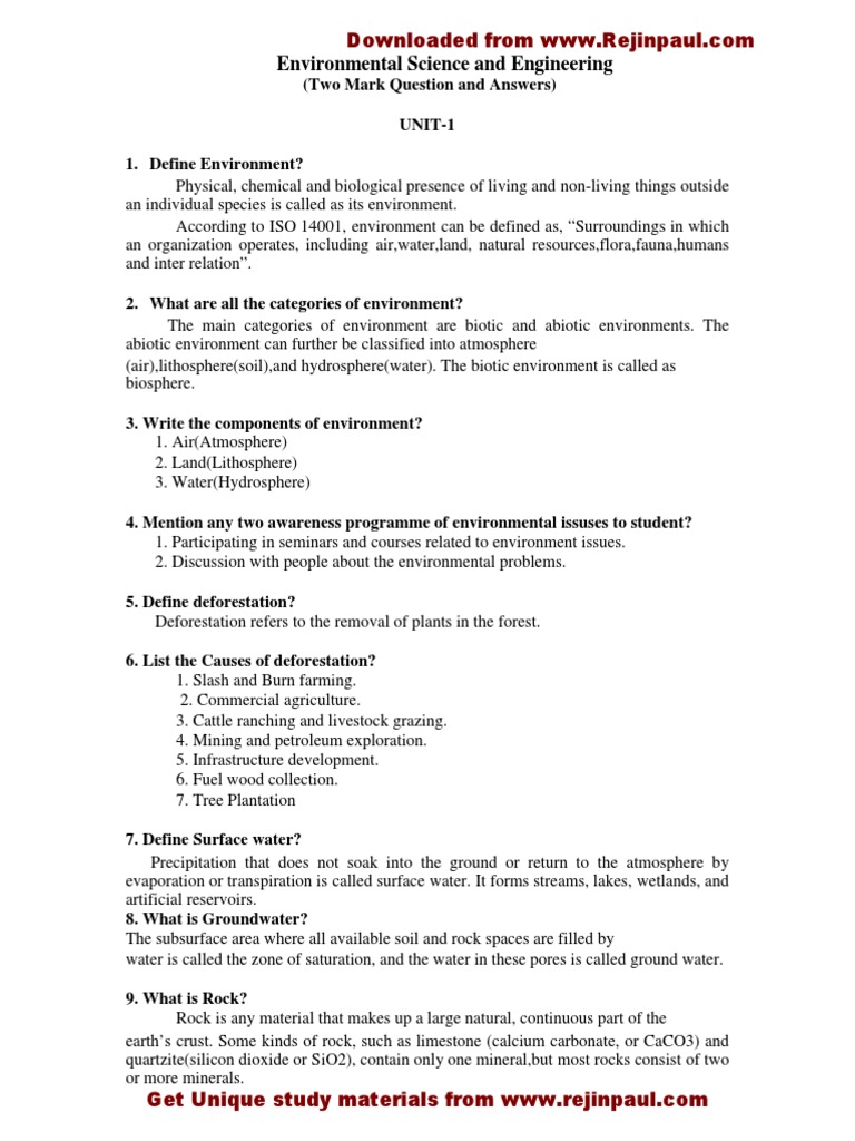Evs Question and Answers | PDF | Hiv/Aids | Coral Reef