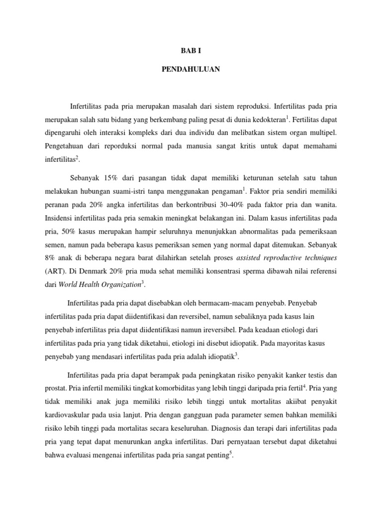 INFERTILITAS PRIA: PENGENALAN MASALAH DAN PENYE BAB INFERTILITAS PRIA | PDF