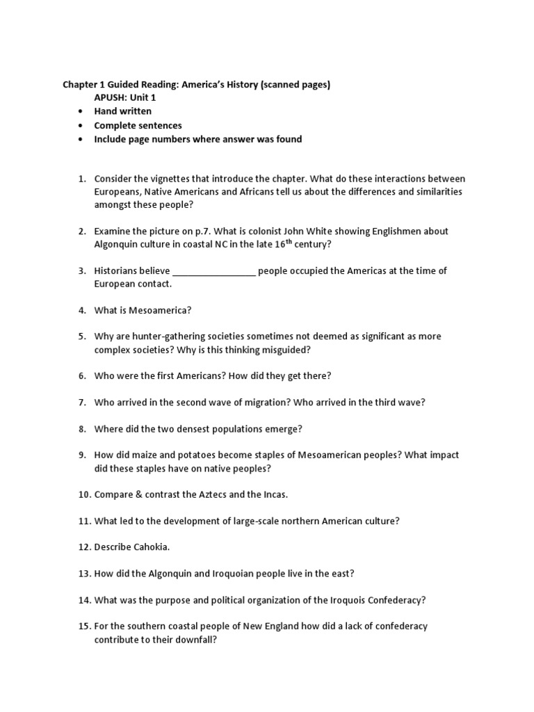 APUSH Chapter 1: Native Cultures & Colonization | PDF | Iroquois ...