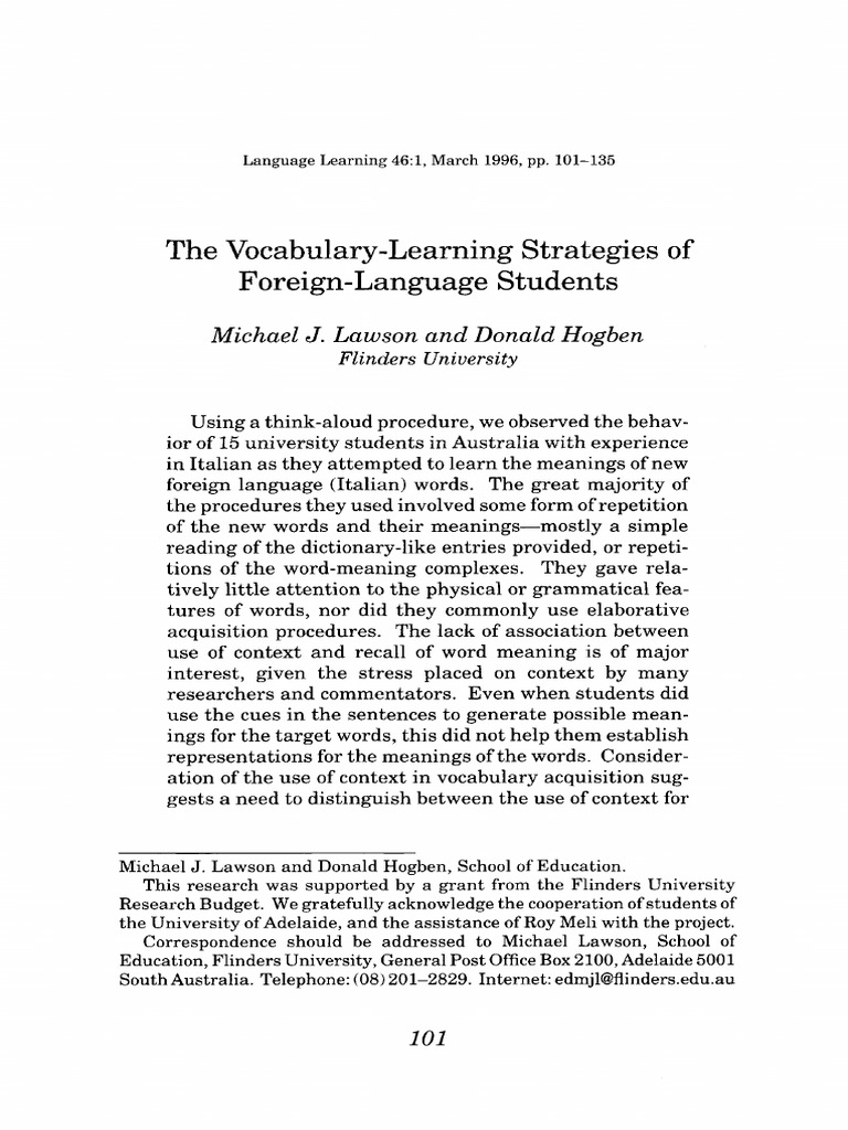 The Vocabulary-Learning Strategies PDF | PDF | Vocabulary | Language ...