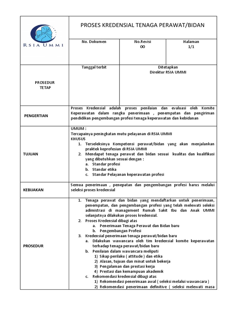 Sop Proses Kredensial Perawat Dan Bidan | PDF | Bisnis