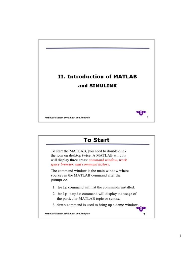 MATLAB Tutorial | PDF | Matlab | Systems Science
