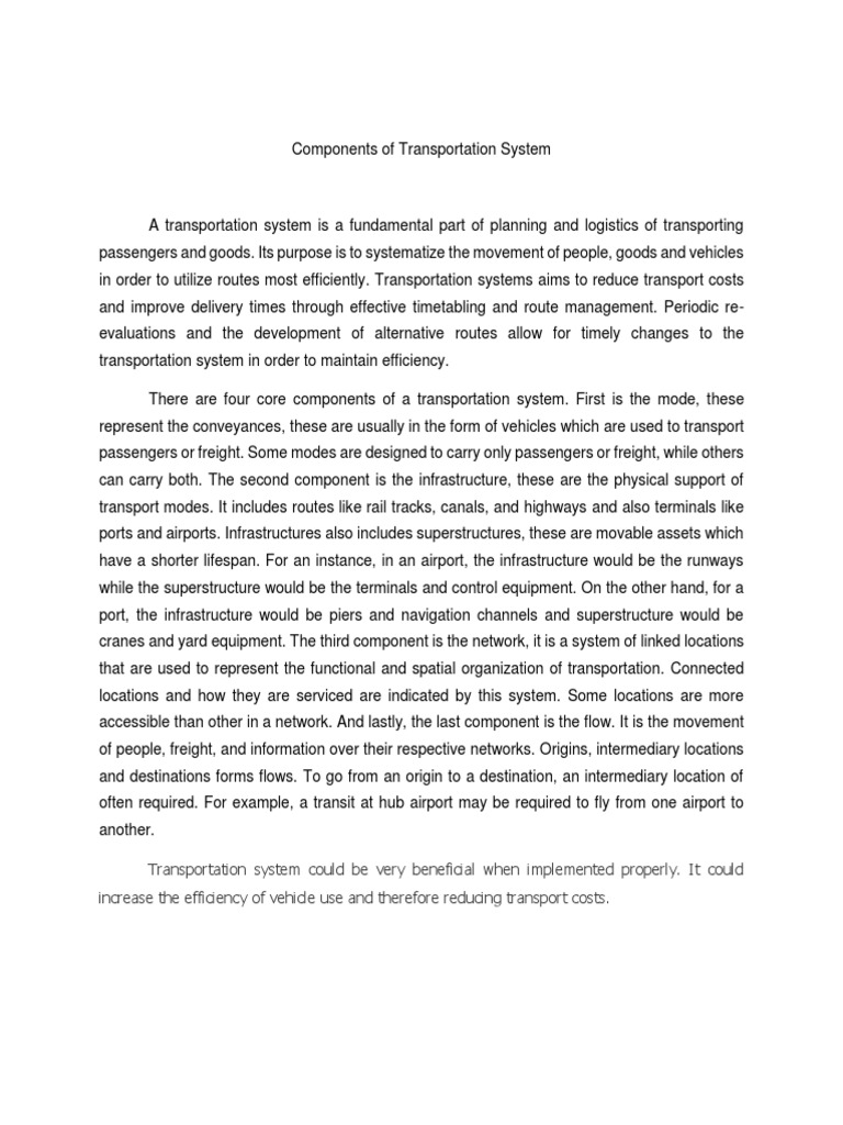 Transportation System Essentials | PDF | Technology & Engineering