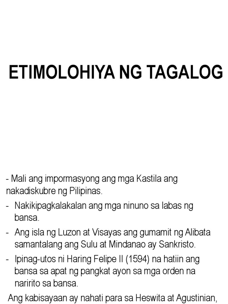 Etimolohiya Ng Tagalog