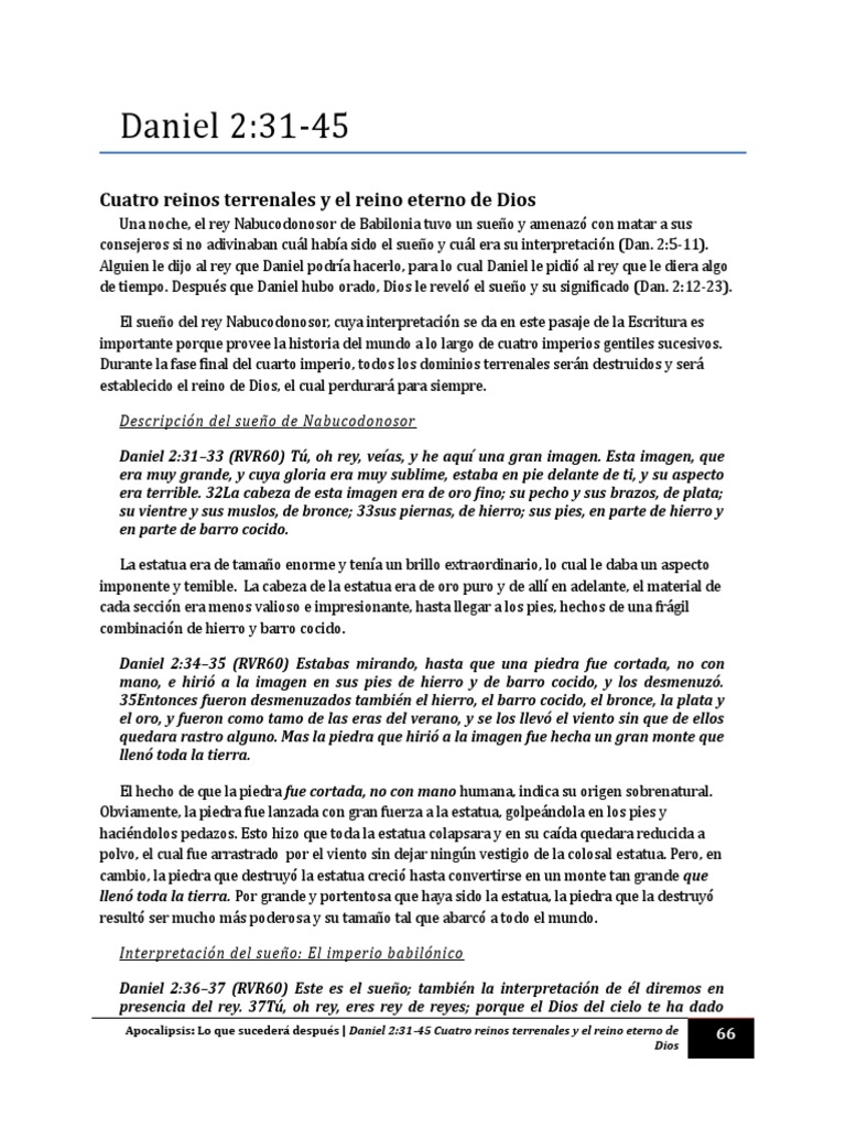 18 Daniel 2-31-45 - Cuatro Reinos Terrenales y El Reino Eterno de Dios | PDF | Daniel (figura ...