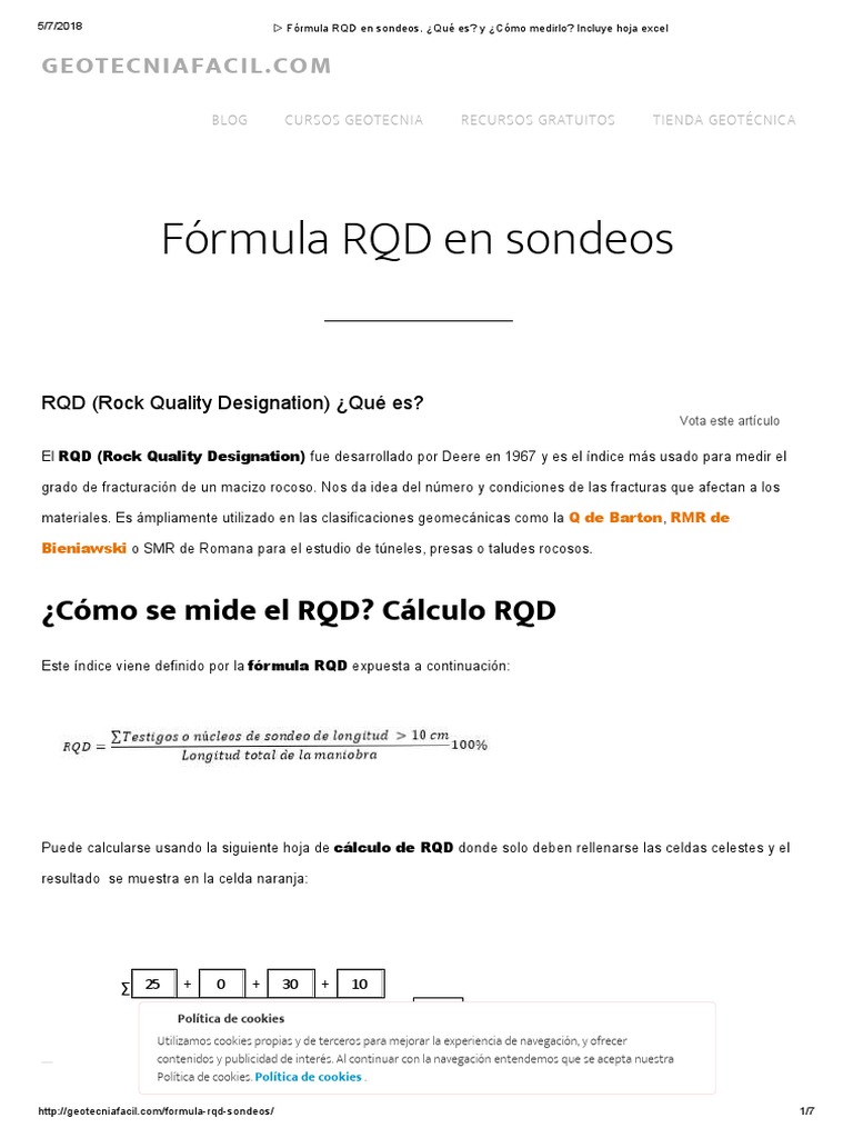 Fórmula RQD en sondeos. ¿Qué es_ y ¿Cómo medirlo_ Incluye hoja excel ...