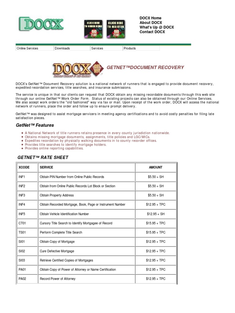 Lender Processing Services' DOCX Document Fabrication Price Sheet | PDF ...