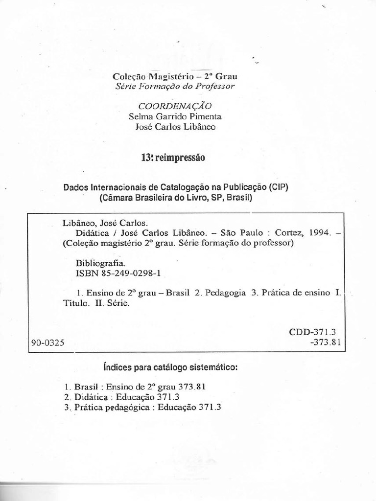 Libâneo - Didática - Objetivos e Conteúdos de Ensino. Cap6 | PDF