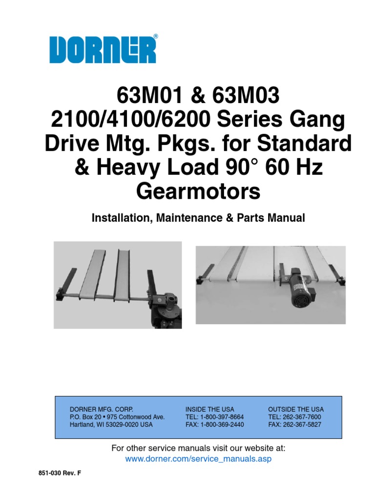 Manual de Conexion Drive DORNER 63M0X Series | PDF | Screw | Bearing ...