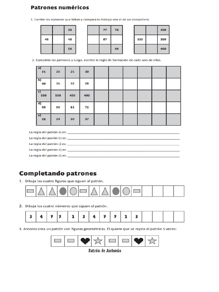 Patrones Numericos Cuarto | PDF