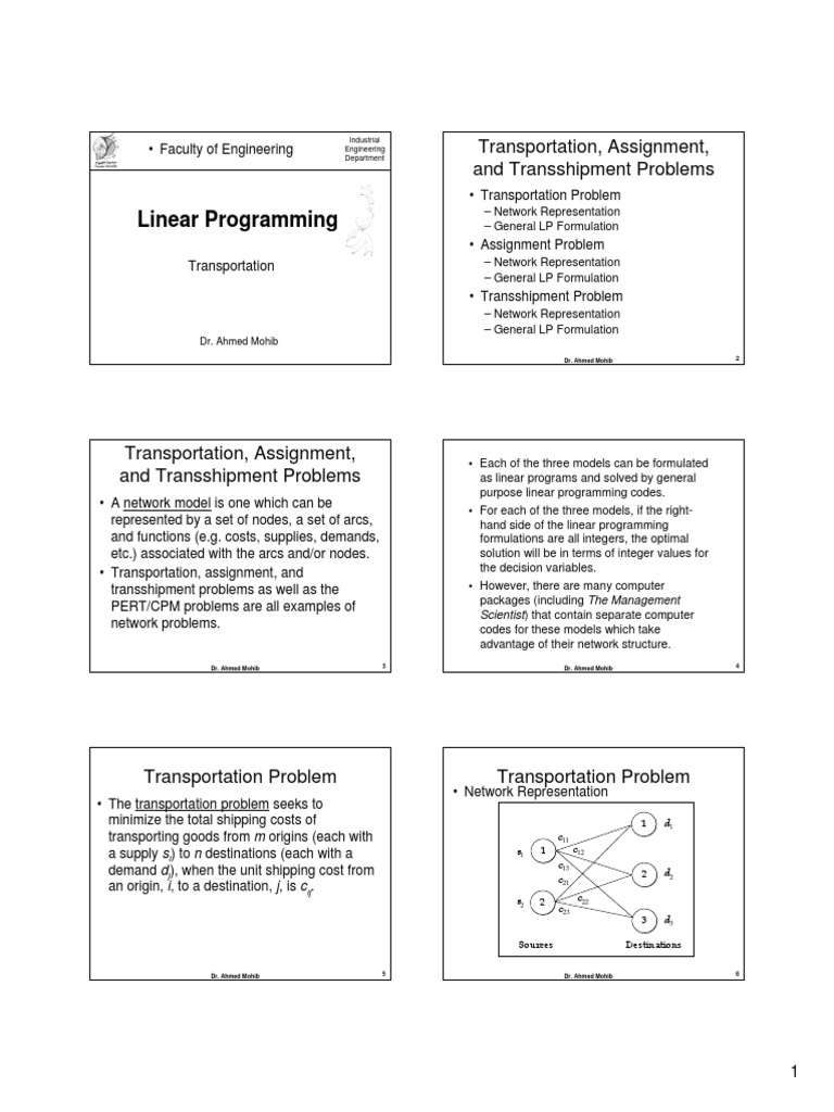 Linear Programming Transportation Assignment And Transshipment 3671