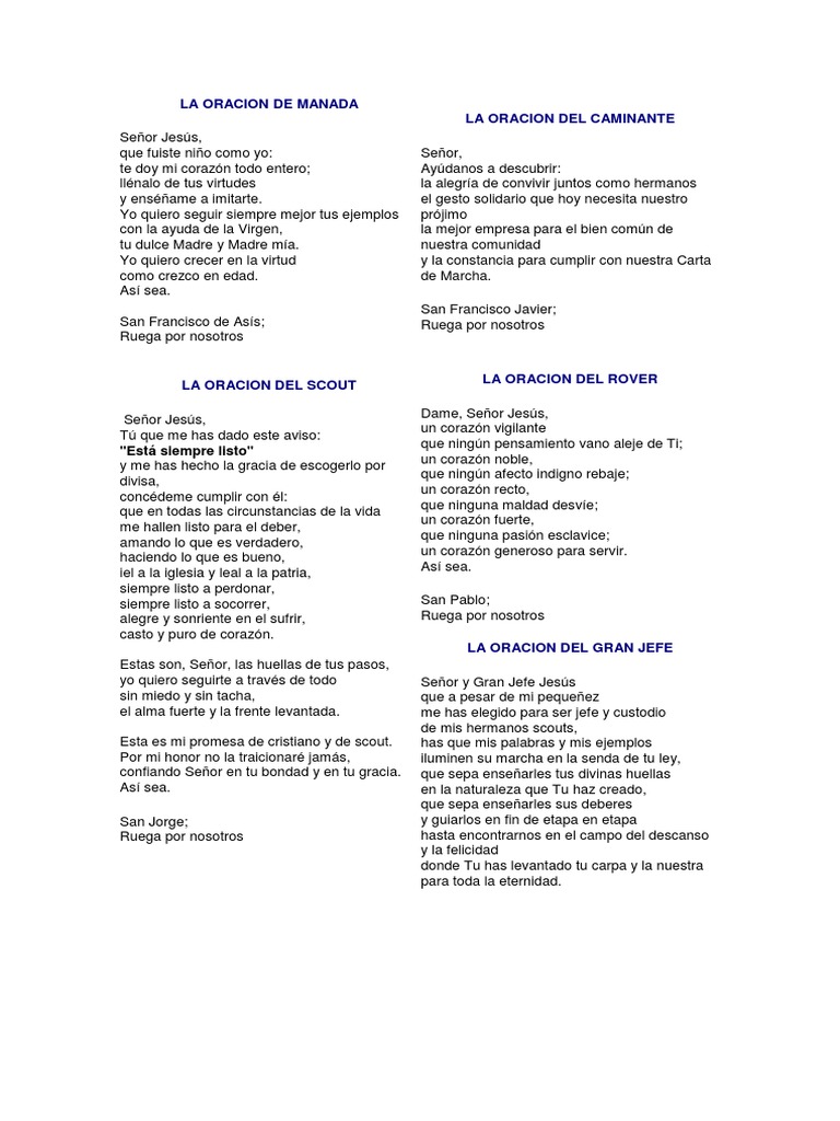 Oraciones Scouts | PDF | Exploración | Oración