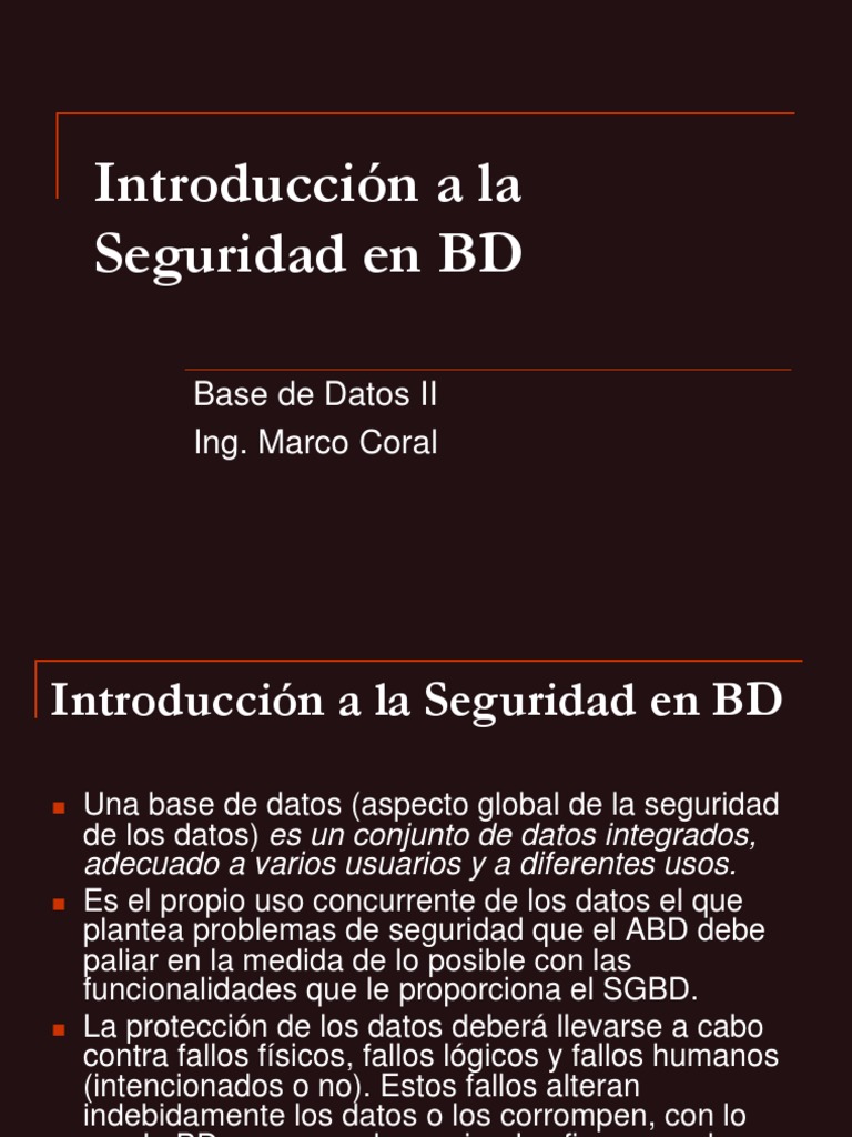 Introducción A La Seguridad en Base de Datos | PDF | Tabla (base de ...