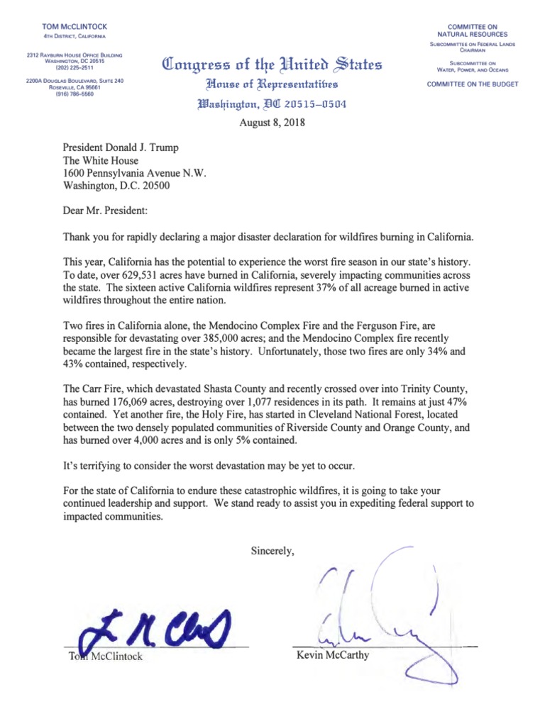 Letter To The President | PDF | Wildfire | The United States