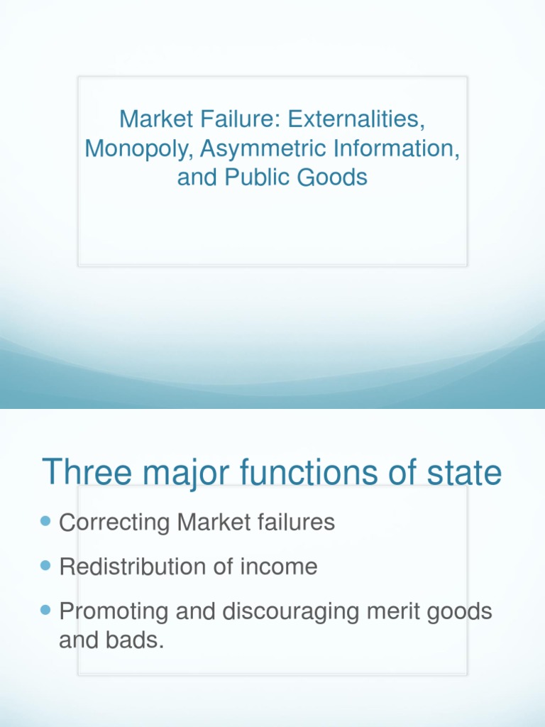 Market Failure: Externalities, Monopoly, Asymmetric Information, and ...