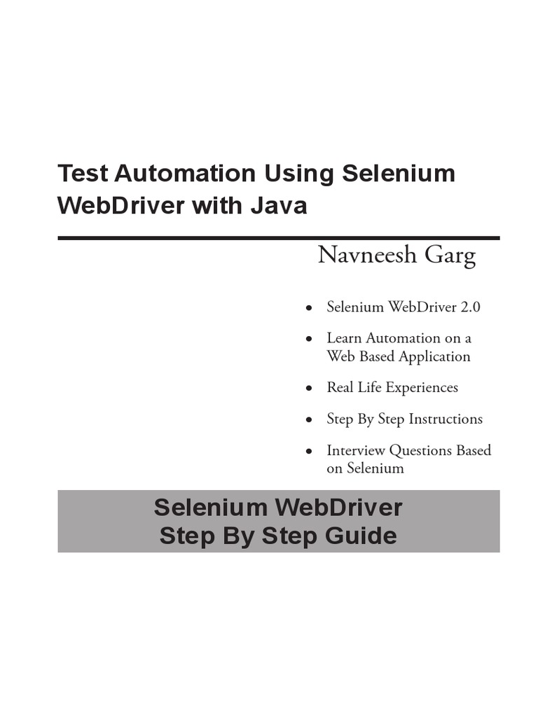 Test Automation Using Selenium Webdriver With Java Navneesh Garg Pdf