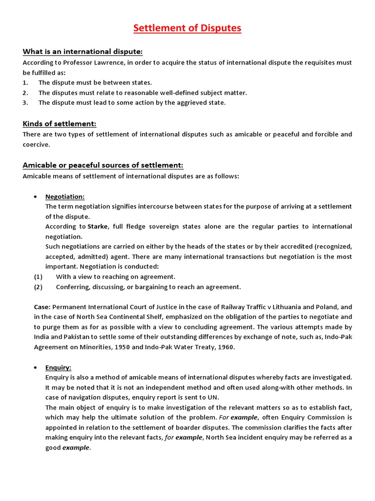 Settlement of Disputes PDF | PDF | Arbitration | International Law