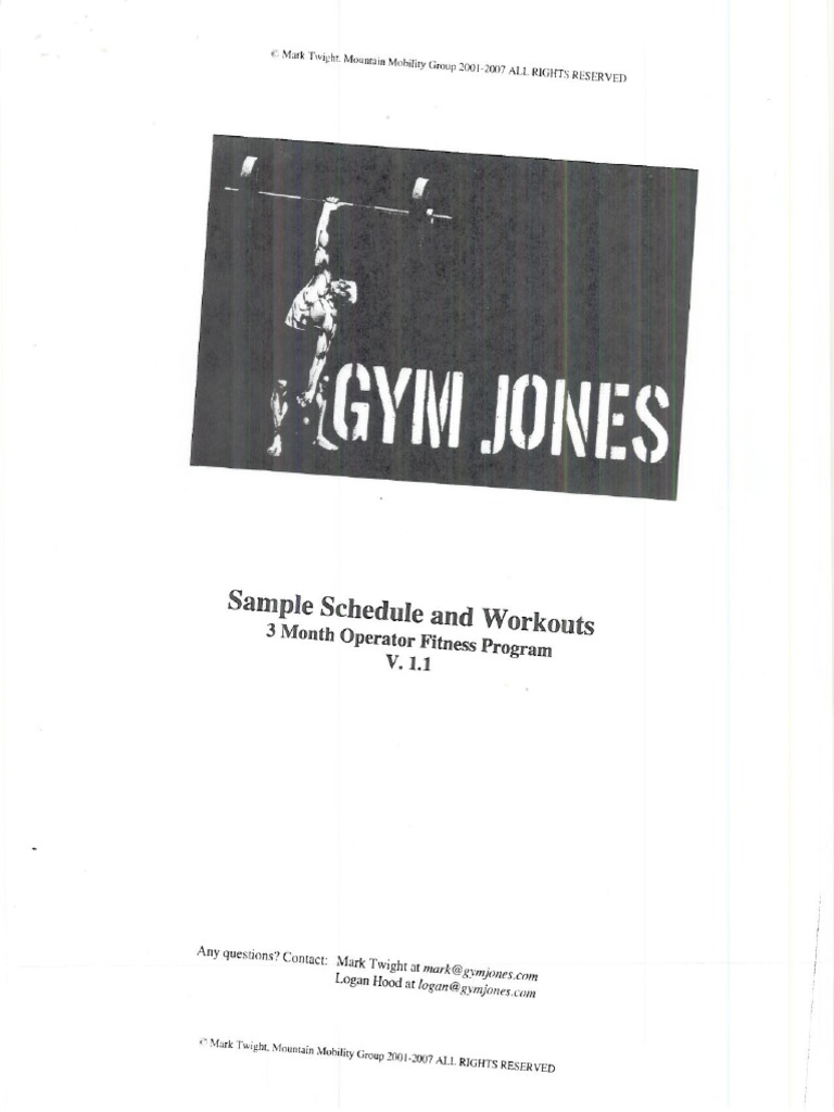 GYM JONES Operator Fitness Program PDF | PDF