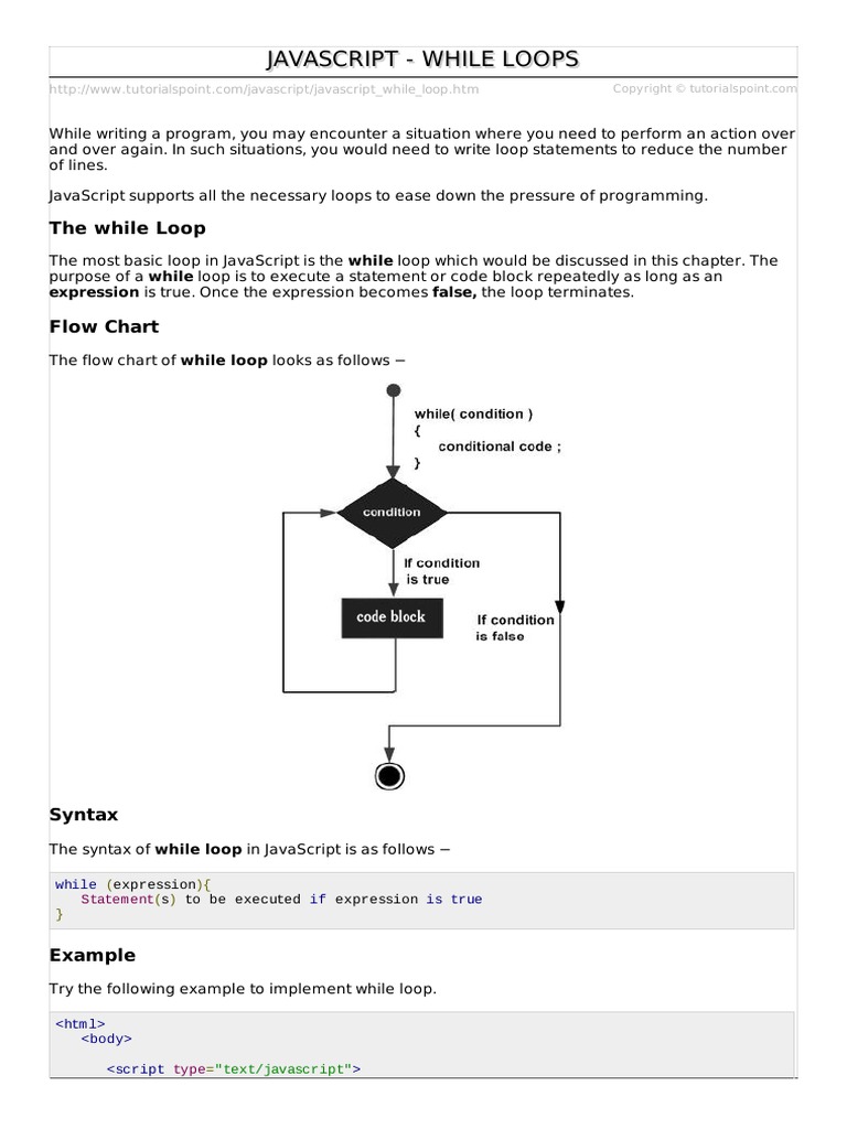 Javascript While Loop Pdf Pdf Control Flow Java Script