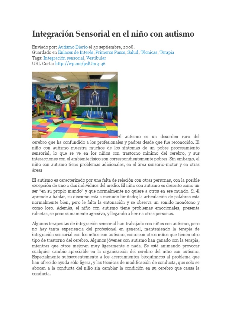 Integración Sensorial en El Niño Con Autismo | PDF | Autismo | Percepción