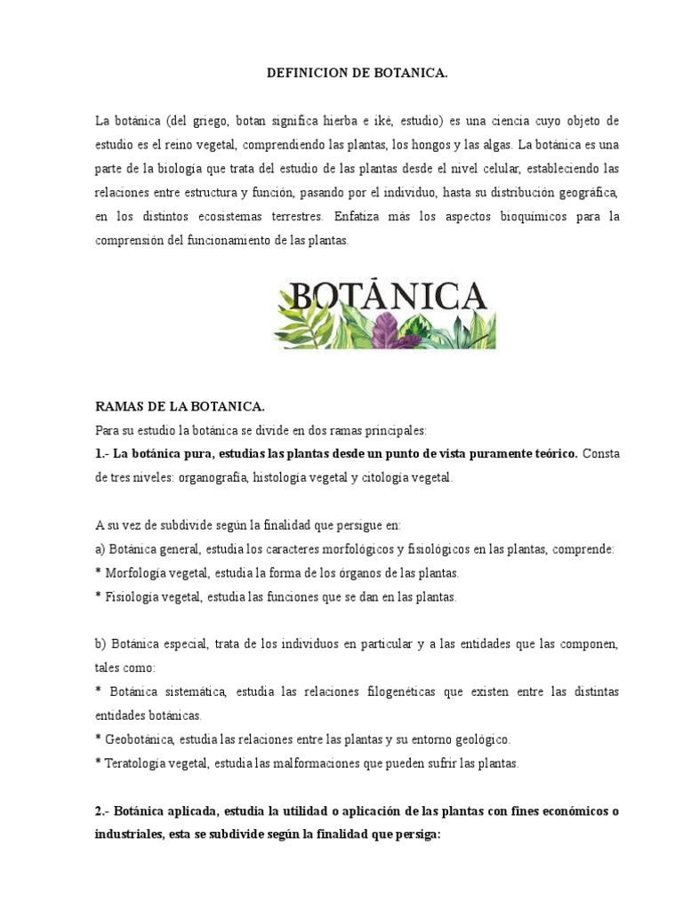 Definicion de Botanica | PDF | Vacuole | Citoesqueleto