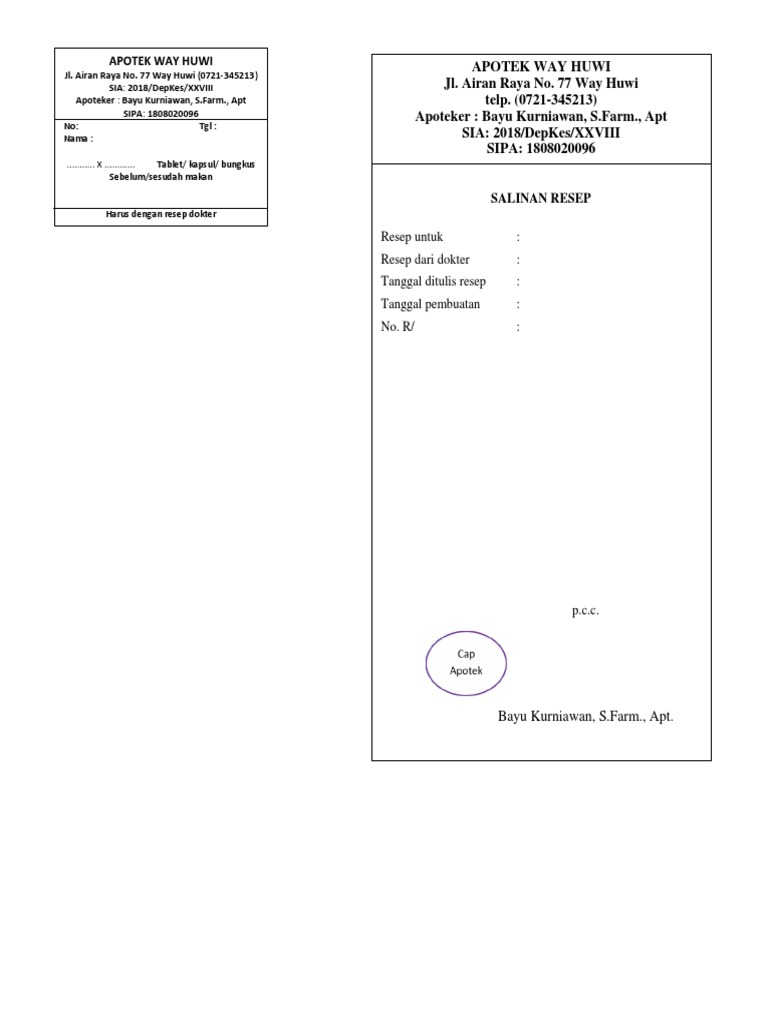 Etiket Dan Copy Resep | PDF