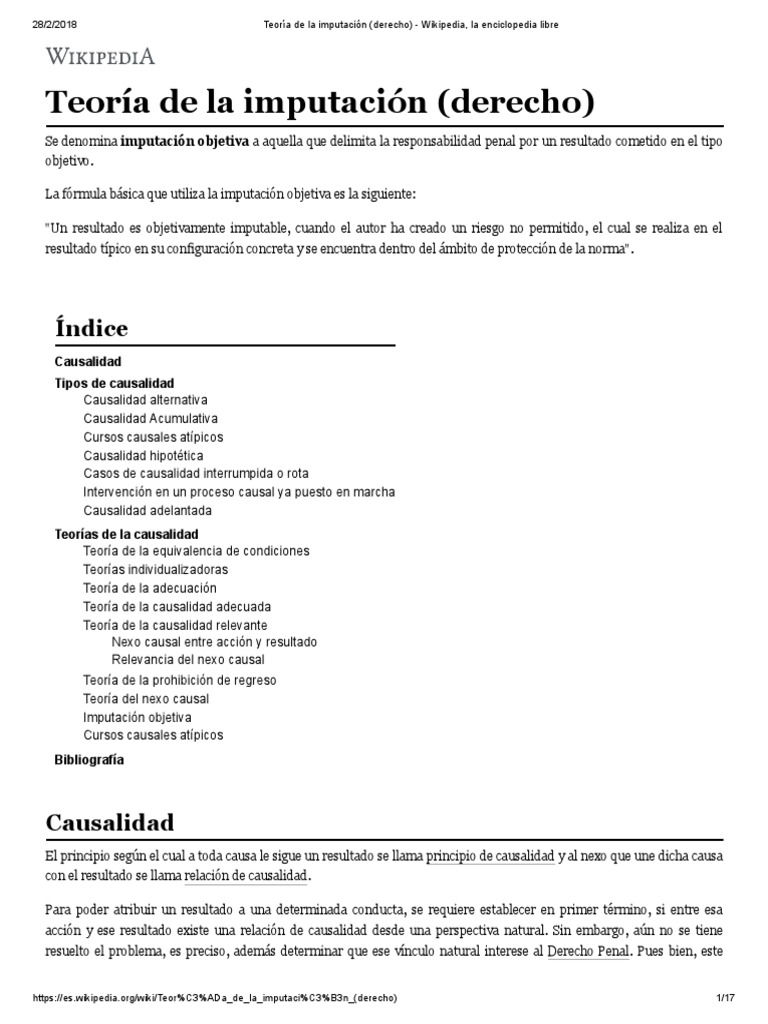 Teoría de la imputación (derecho) - Wikipedia, la enciclopedia libre ...