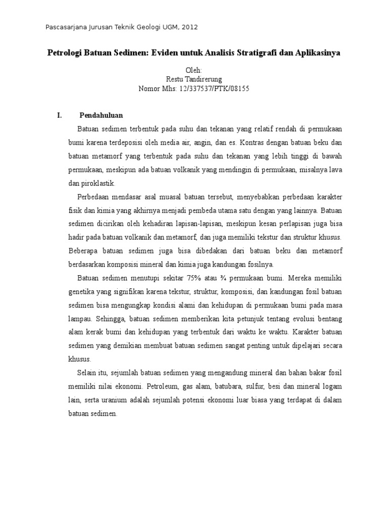 Petrologi Batuan Sedimen dan Prosesnya | PDF