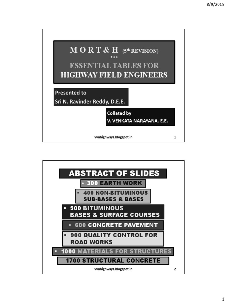 56 - Venkat - MoRTH 5th Revision Essential Tables For Highway Field ...