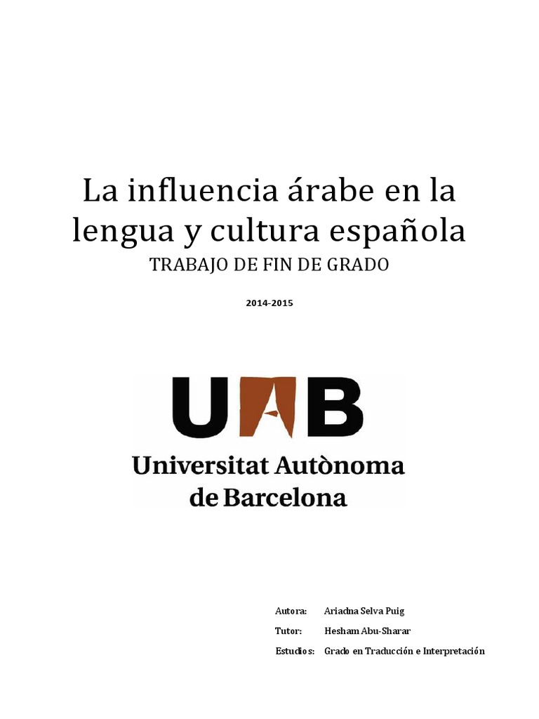 Selva, Ariadna - La Influencia Árabe en La Lengua y Cultura Española ...
