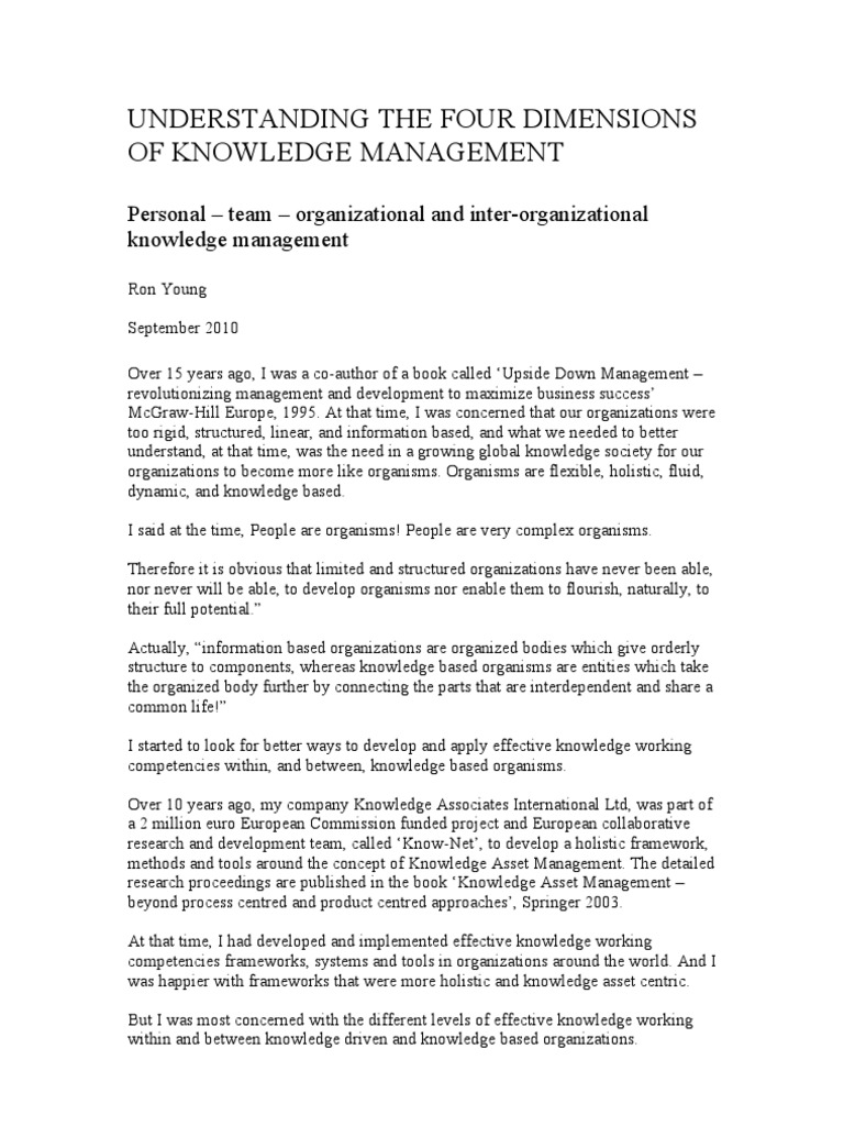 Understanding The Four Dimensions of Knowledge Management | PDF ...