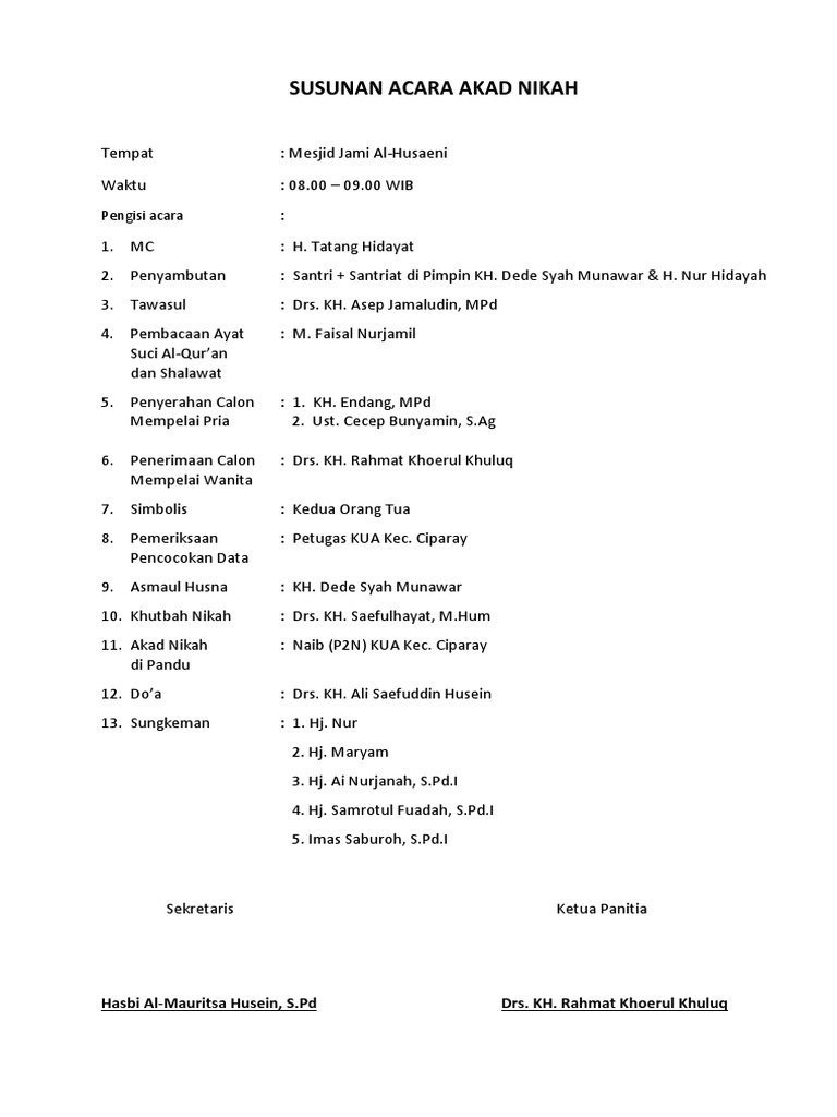 Susunan Acara Akad Nikah | PDF
