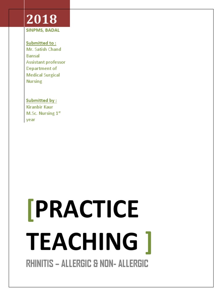 Lesson Plan On Rhinitis | PDF | Allergen | Allergy