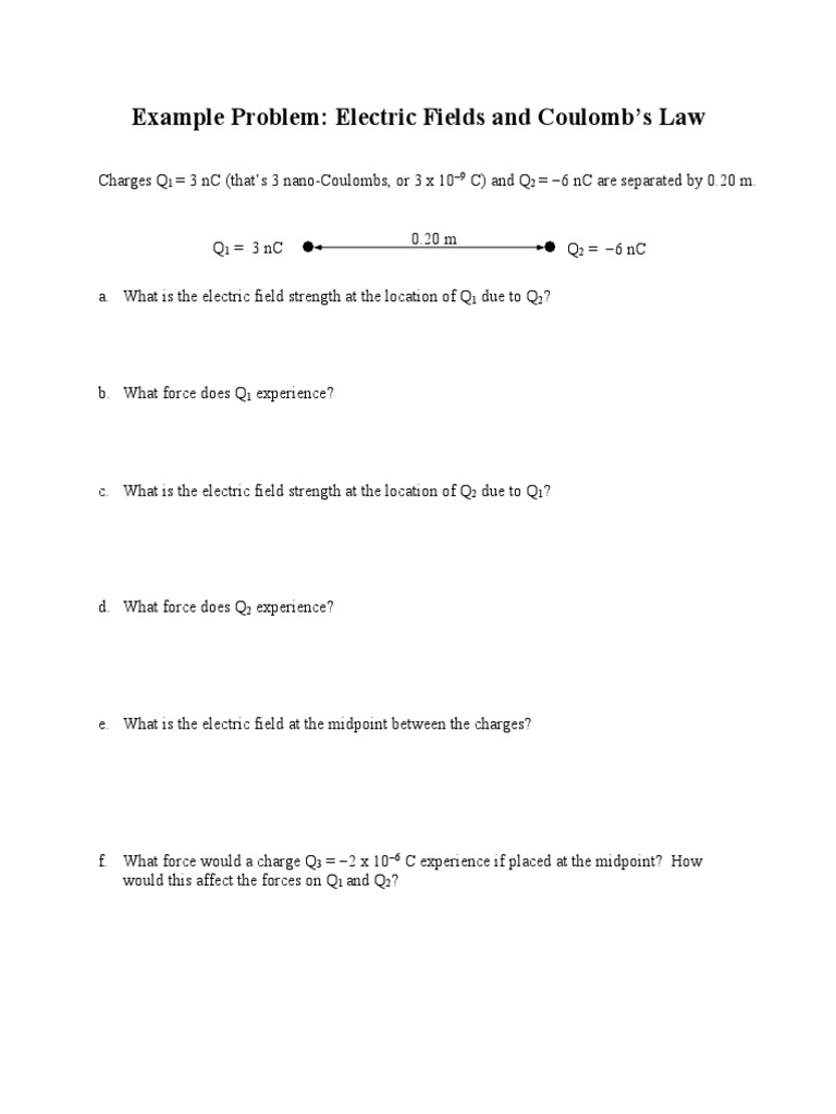 Electric Field Coulomb's Law Handout | PDF