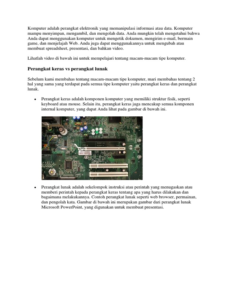 Tipe-Tipe Komputer dan Fungsinya | PDF