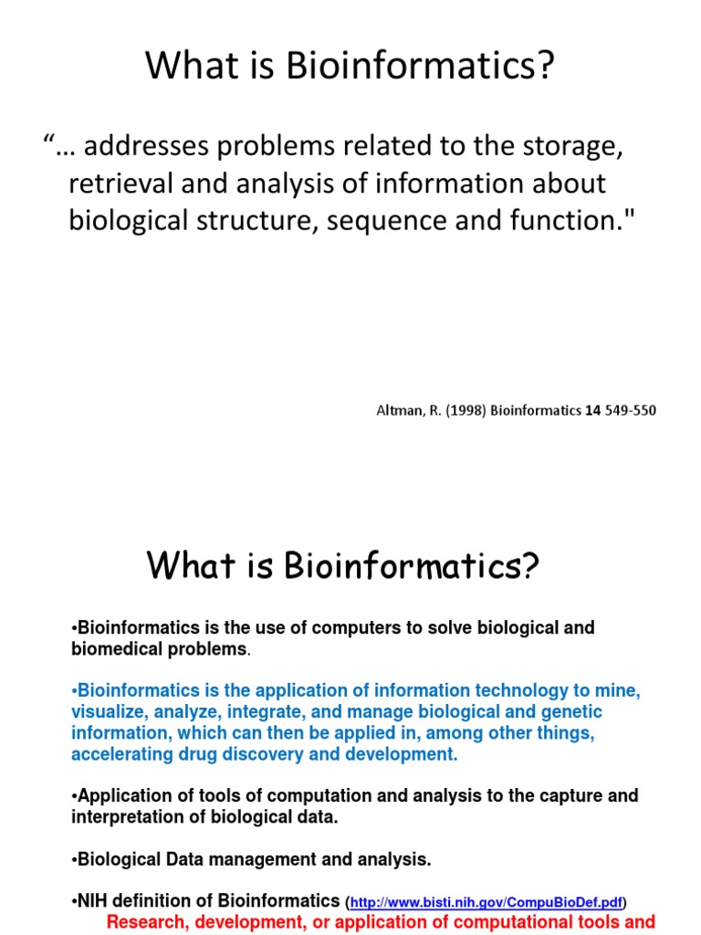 1 What Is Bioinformatics | PDF | Bioinformatics | National Center For ...