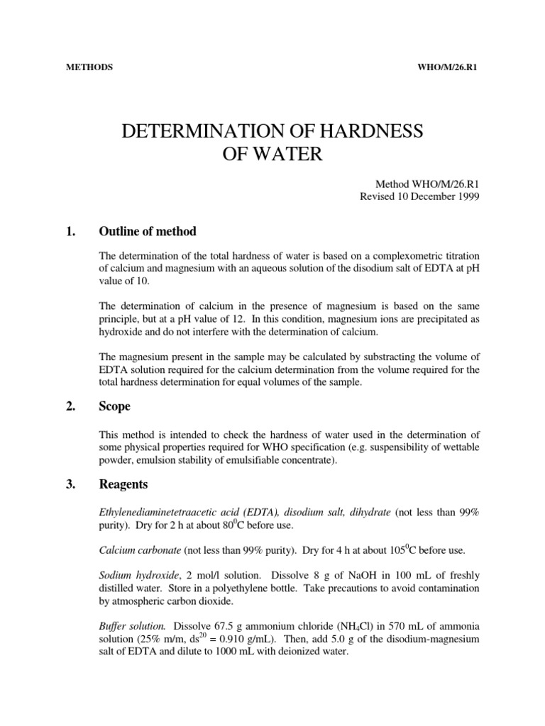 Water Hardness Determination Method | PDF | Ethylenediaminetetraacetic ...
