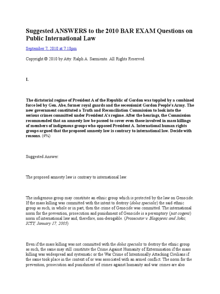 Suggested ANSWERS To The 2010 BAR EXAM Questions On Public ...