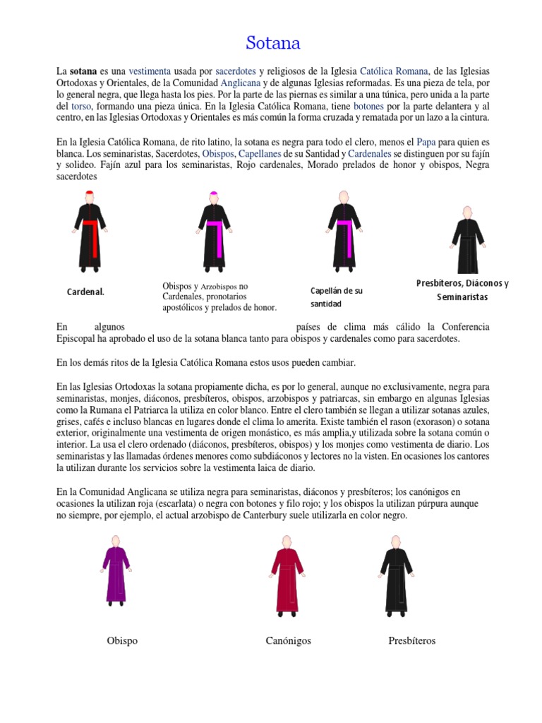 Sotana | Descargar gratis PDF | anglicanismo | Organización de la iglesia