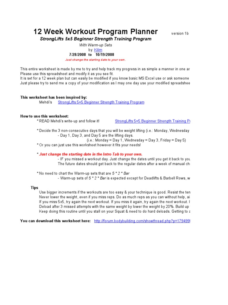 StrongLifts 5x5 Beginner Program Guide | PDF | Obesity | Body Mass Index